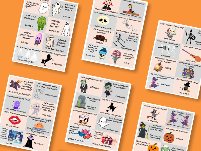 50 Printable Halloween Jokes Lunchbag Cards for Kids, Instant Download ...