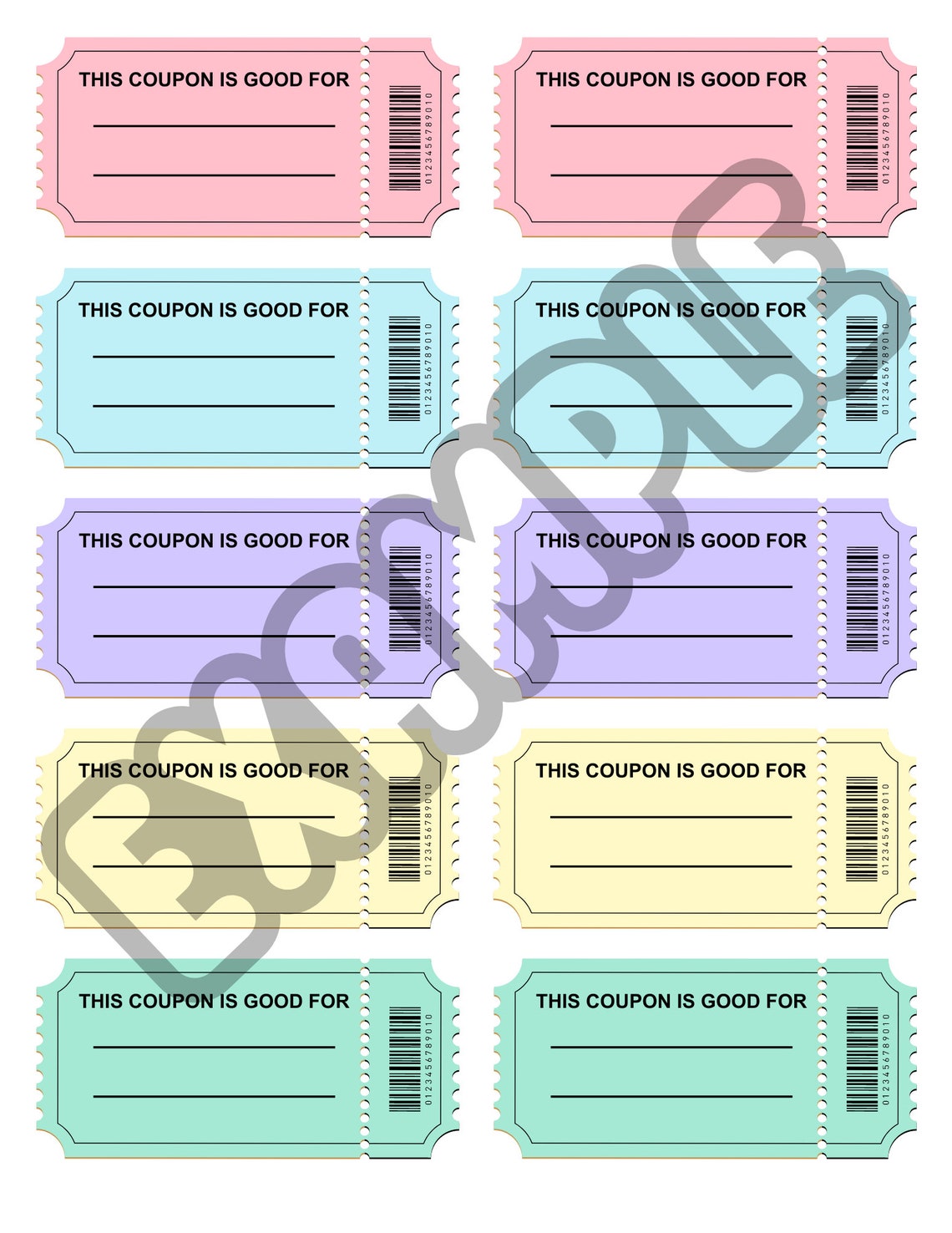 PRINTABLE Blank Coupon Book, Digital Download Coupon Forms, Printable ...