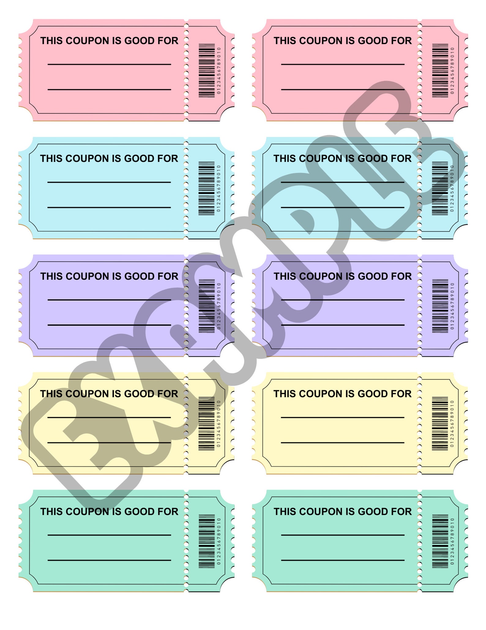 PRINTABLE Blank Coupon Book, Digital Download Coupon Forms, Printable ...