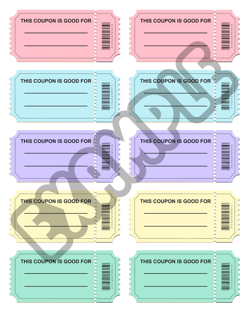 PRINTABLE Blank Coupon Book, Digital Download Coupon Forms, Printable ...