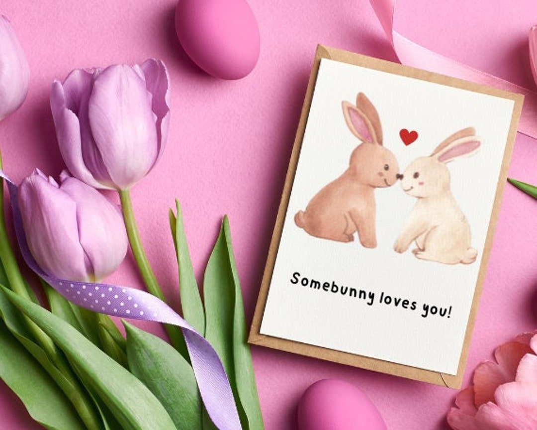 PRINTABLE Easter Card, Digital Download Easter Card, Cute Bunnies ...