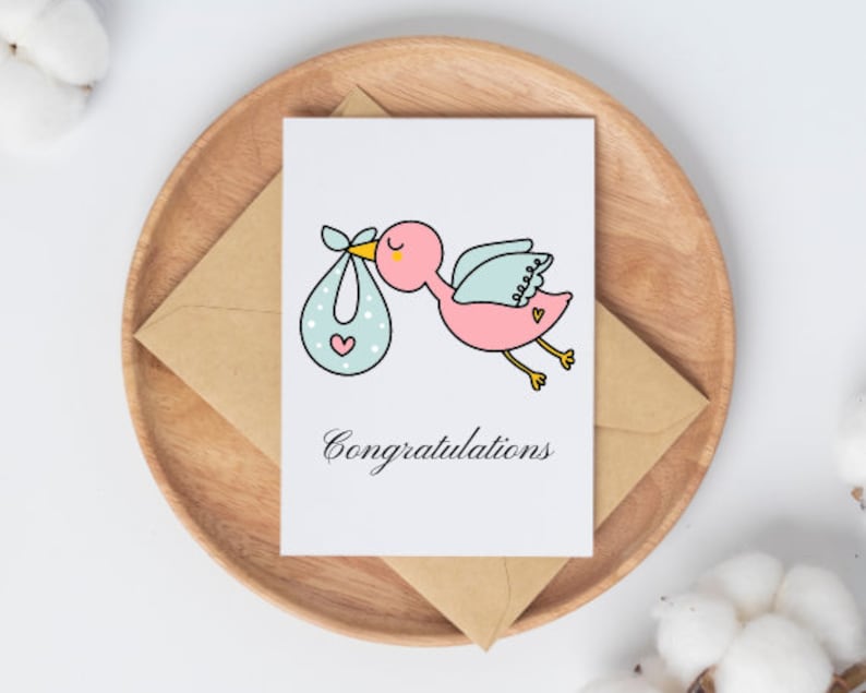 PRINTABLE Congratulations New Baby Card, Digital Download Congrats Card ...