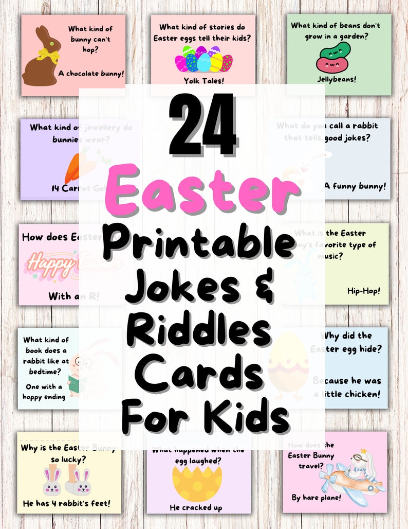24 Printable Kids Easter Jokes, Kids Easter Lunch Bag Joke Cards ...