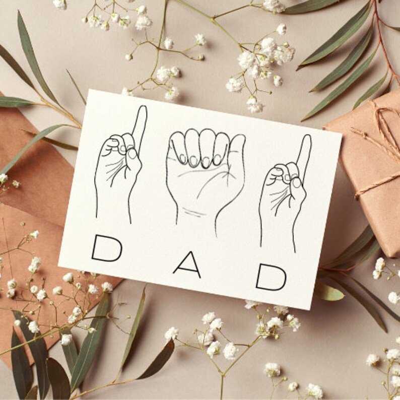 PRINTABLE Father's Day Card, Digital Download Sign Language Father's ...