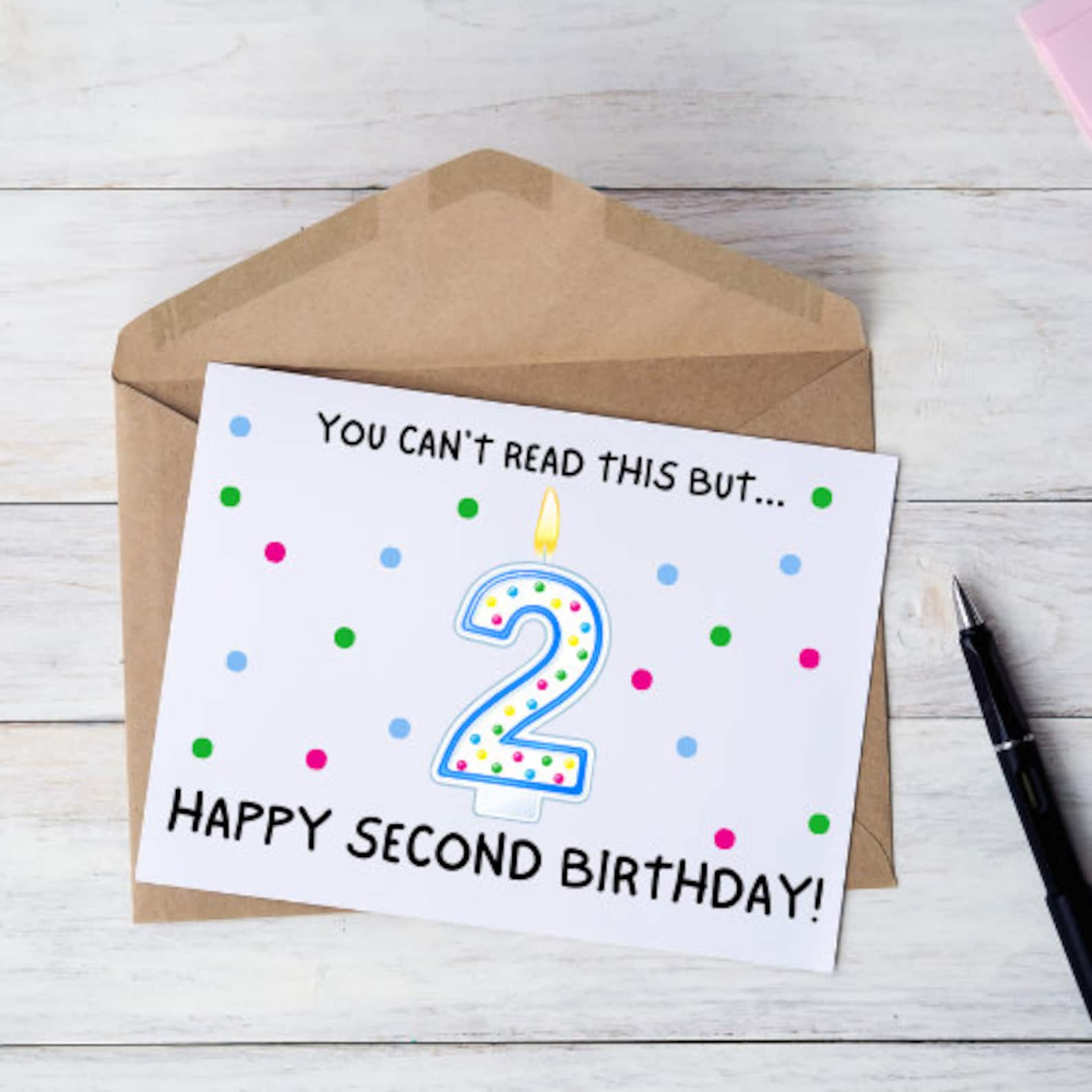 PRINTABLE Second Birthday Card, Digital Download Birthday Cards, Funny ...