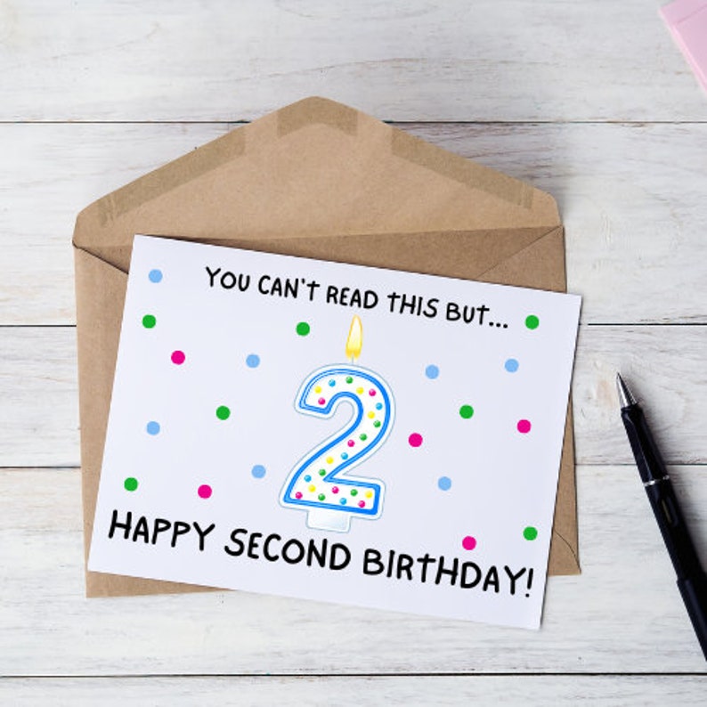 PRINTABLE Second Birthday Card, Digital Download Birthday Cards, Funny ...