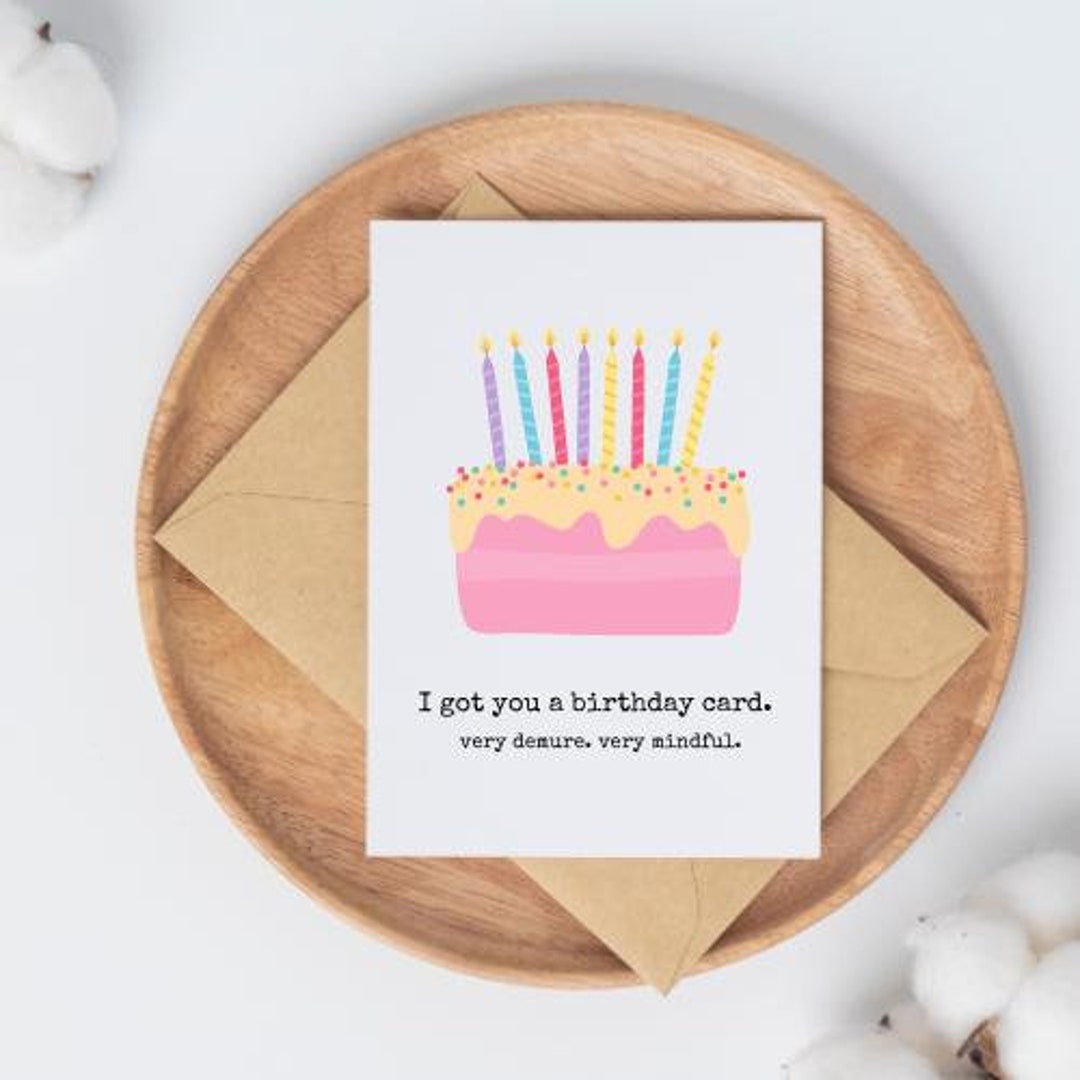 PRINTABLE Demure Birthday Card, Digital Download Birthday Card, Very ...