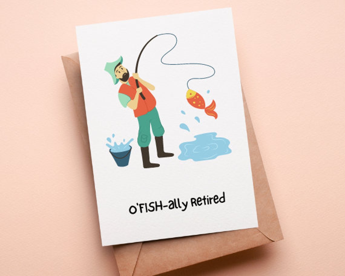 PRINTABLE Funny Fishing Retirement Card for Coworker or Boss, Digital ...