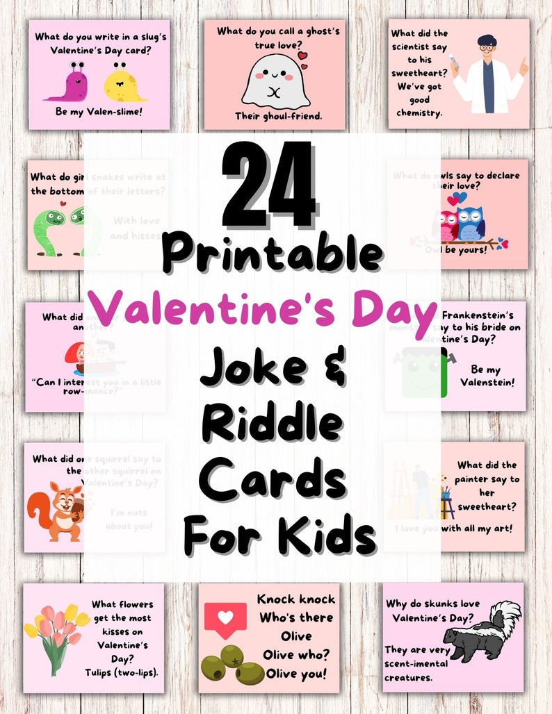 24 Printable Kids Valentine's Day Jokes, Kids Valentine's Day Lunch Bag ...