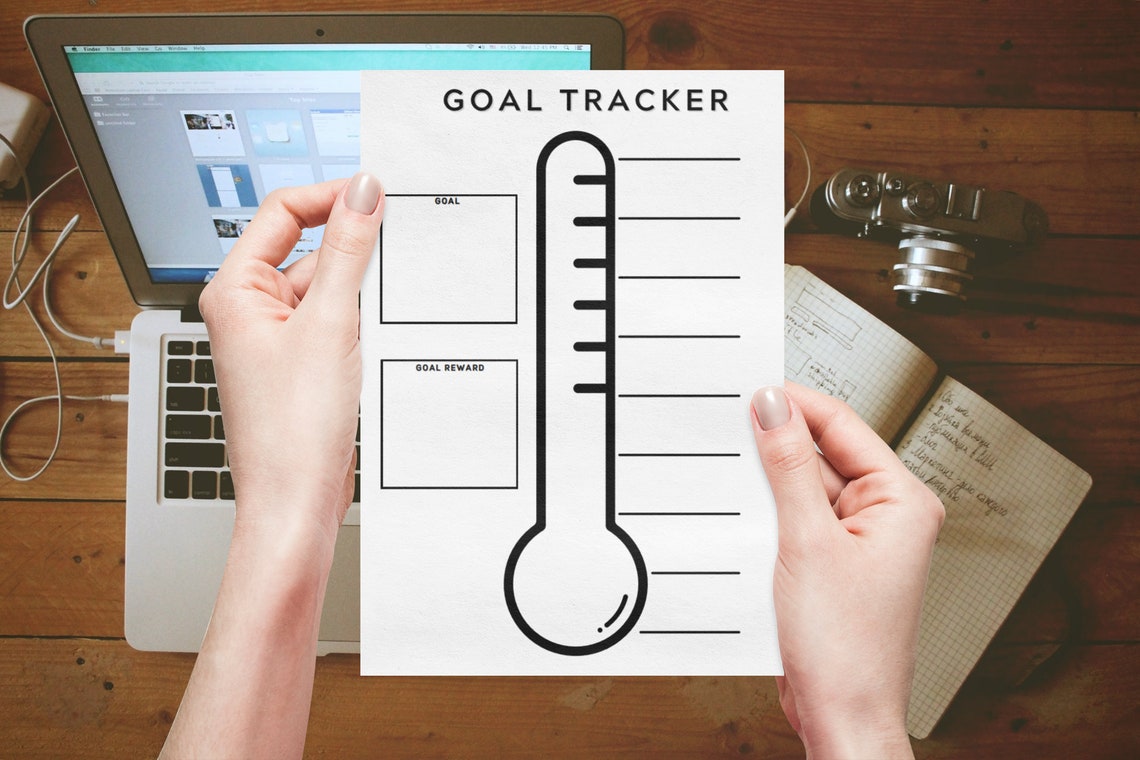Printable Goal Tracker, Simple Thermometer Chart Tracker, Minimalist ...