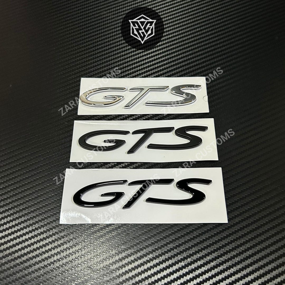 Porsche GTS Emblem Rear Trunk Badge Gloss Black Matte Black Silver ...