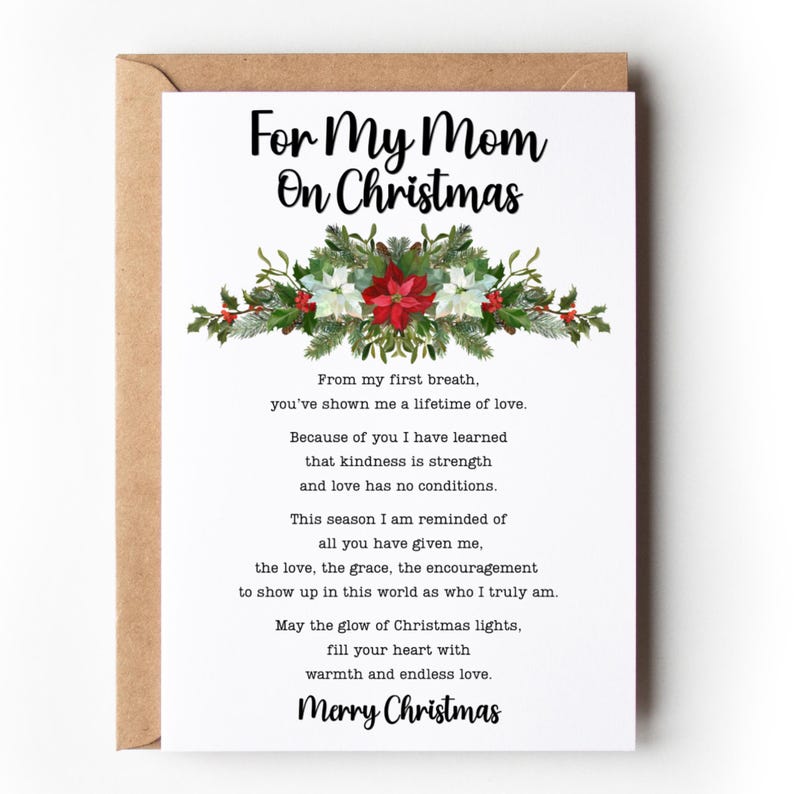 Mom Christmas Card | for My Mom on Christmas | LARGE 5x7 Sentimental ...