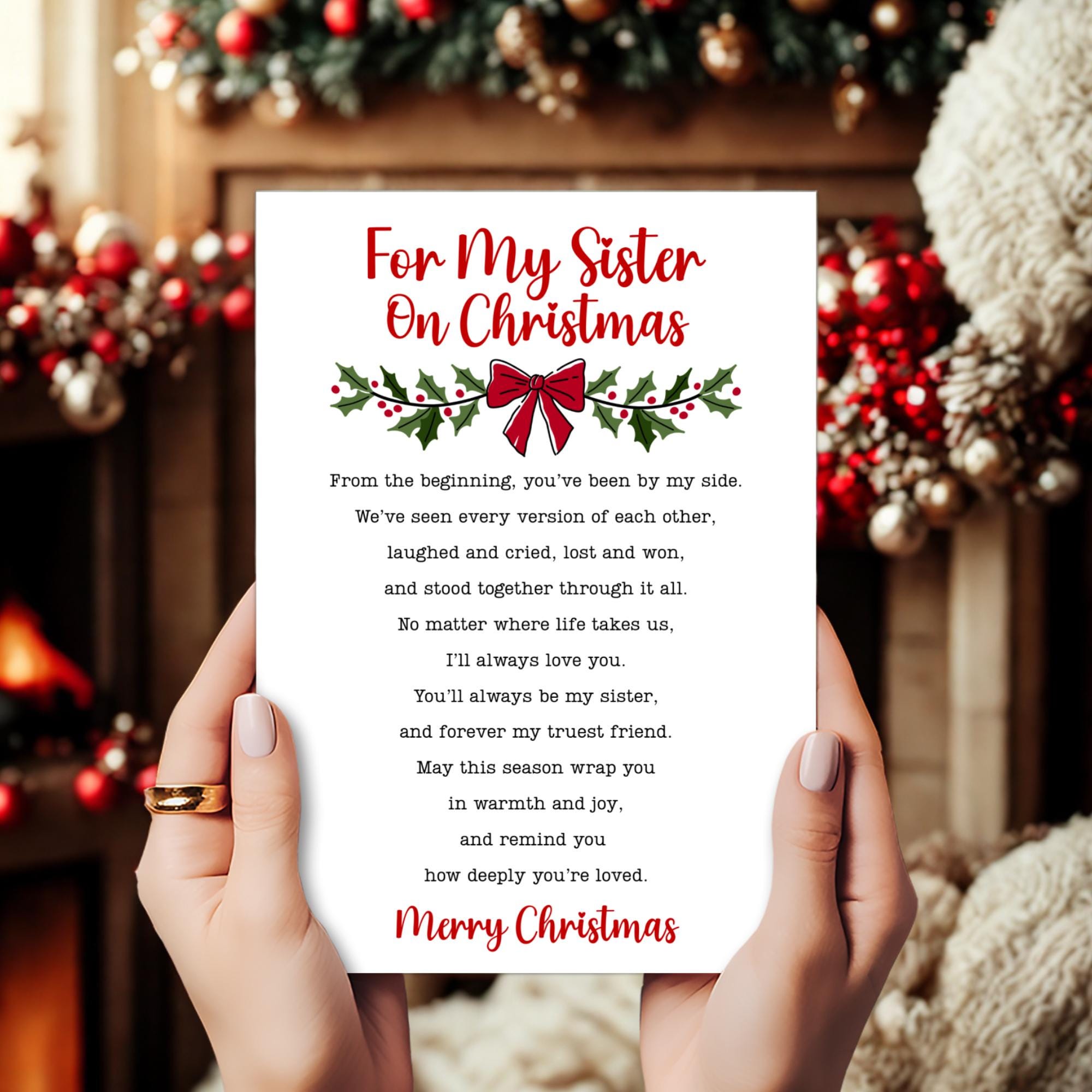 Sister Christmas Card | for My Sister on Christmas | LARGE 5x7 ...