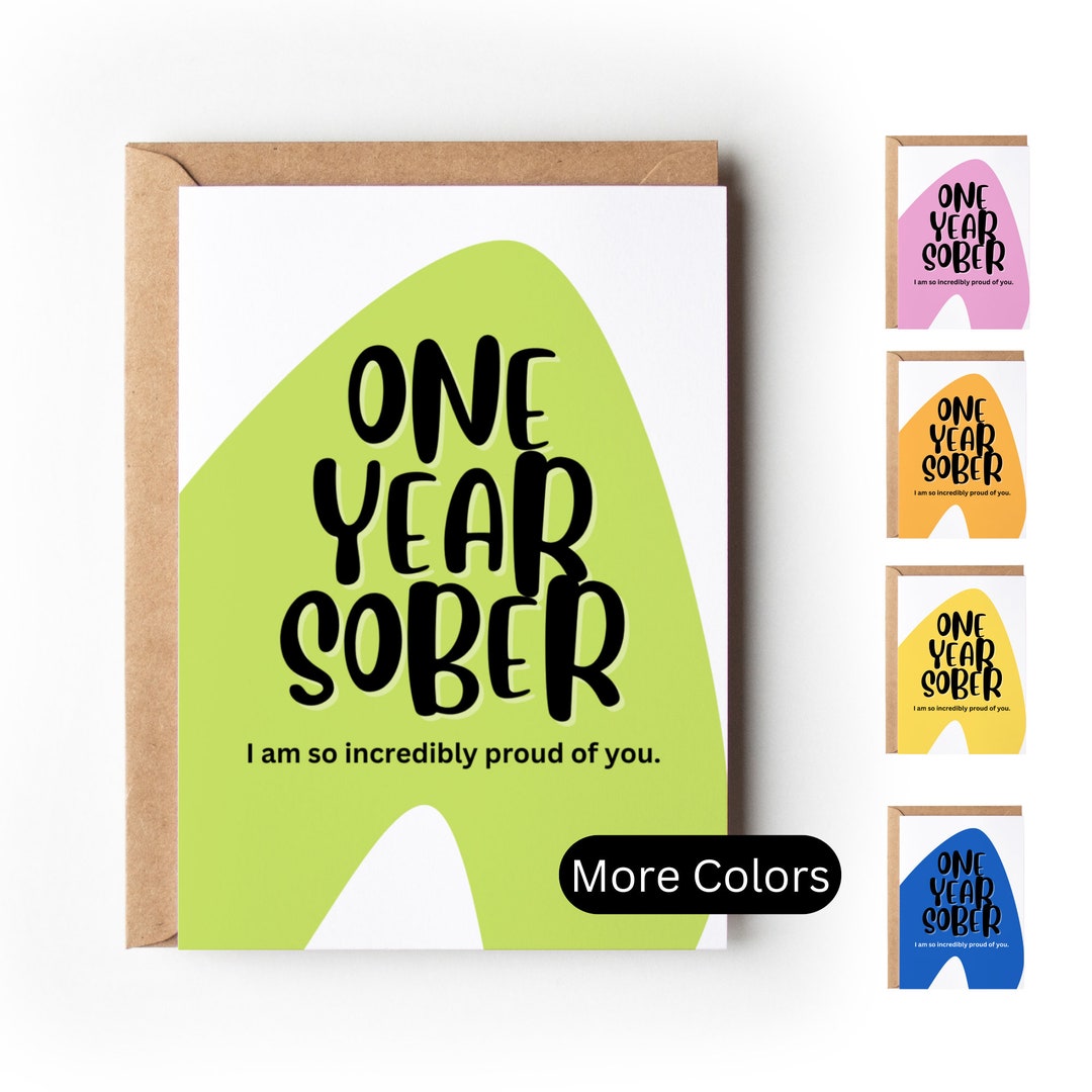 One Year Sober Recovery Card | Sobriety Card | Sober Anniversary ...