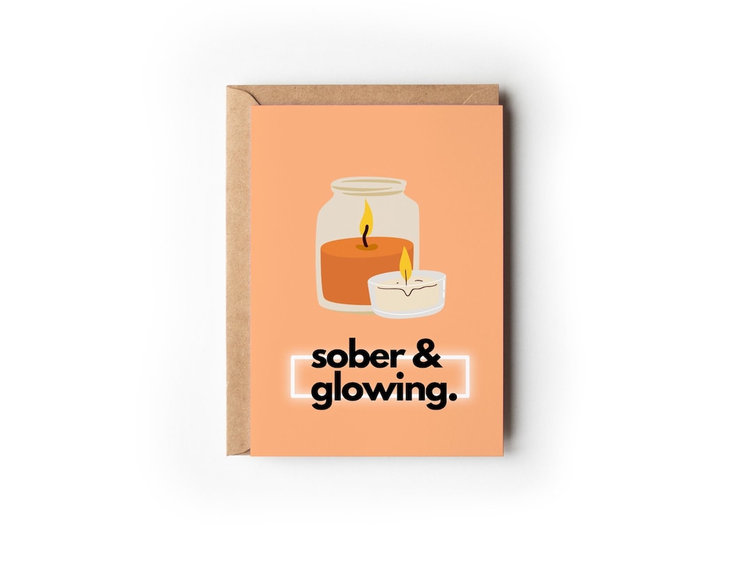 Sobriety Card for Her Sober & Glowing | Large 5x7 Card| Recovery Card| Encouragement Support ...