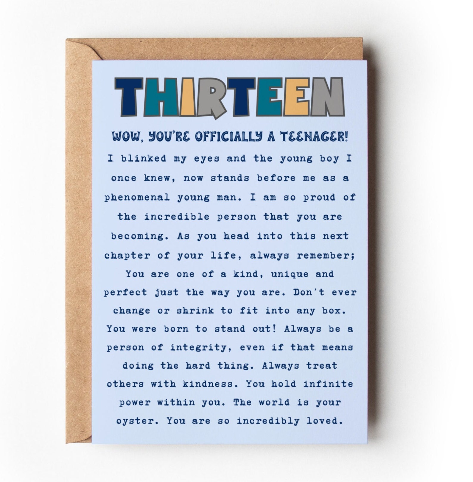 Thirteen Birthday Card for Son or Daughter Thirteen Sentimental ...