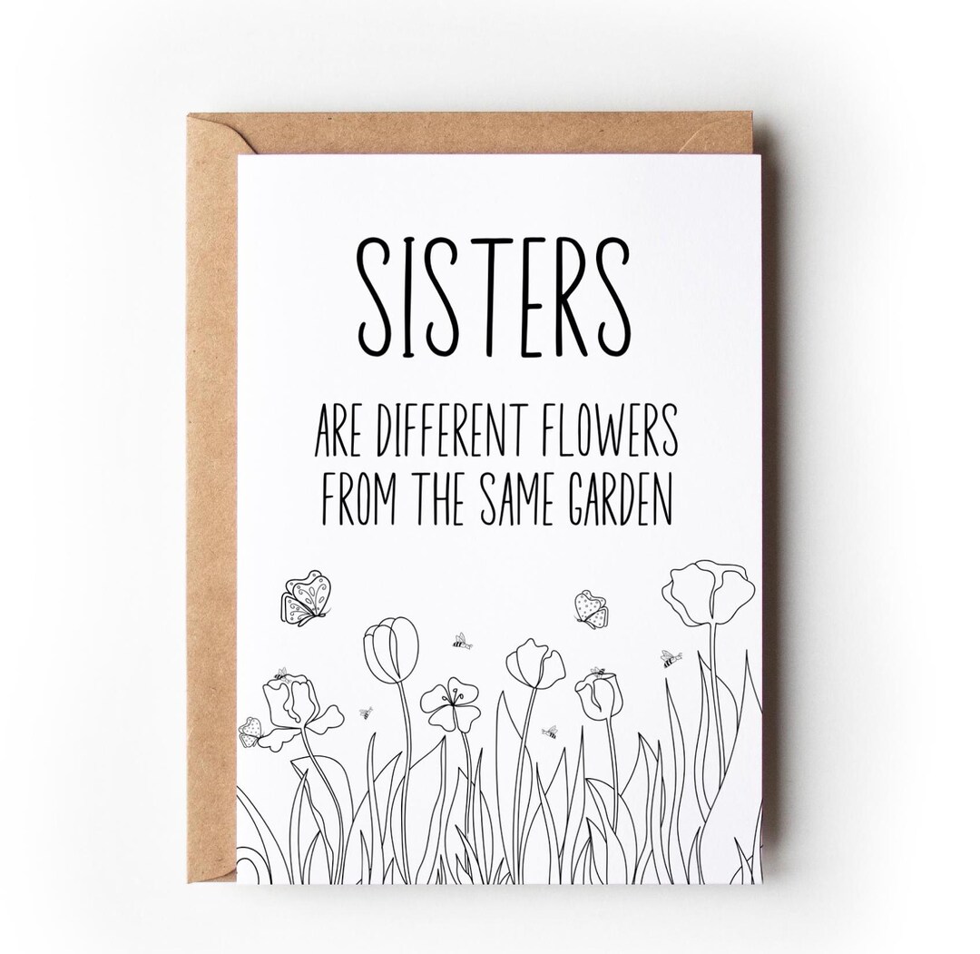Sister Card | Sisters Quote Gift | LARGE 5X7 Keepsake "different ...