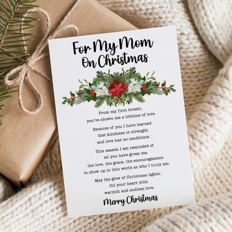 Mom Christmas Card | for My Mom on Christmas | LARGE 5x7 Sentimental ...