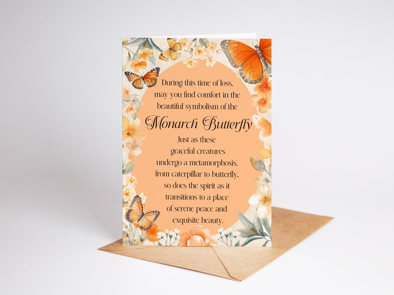 Monarch Butterfly Symbolism Sympathy and Loss Card, Bereavement, Loss ...