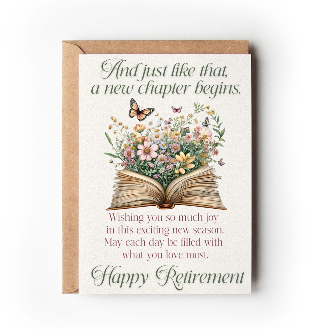 Elegant Retirement Card for Her | New Chapter 5x7 Card| Sentimental ...