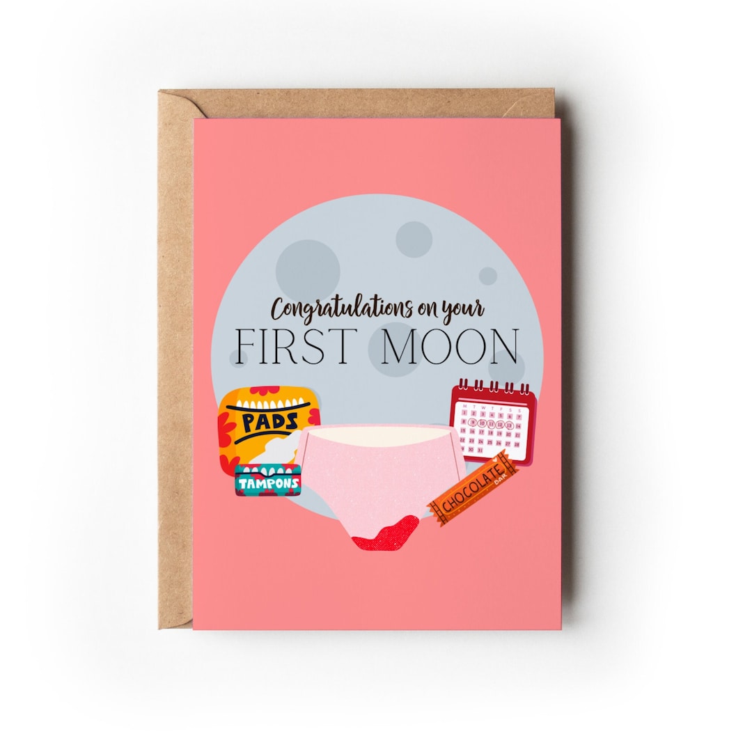 Cute First Period Card Congratulations on Your First Moon - Etsy