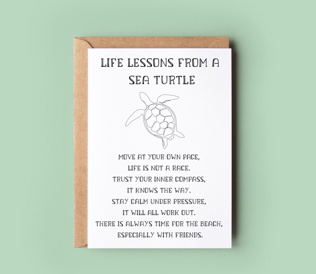 SEA TURTLE Card | Life Lessons From a Sea Turtle | Sea Turtle Gift ...