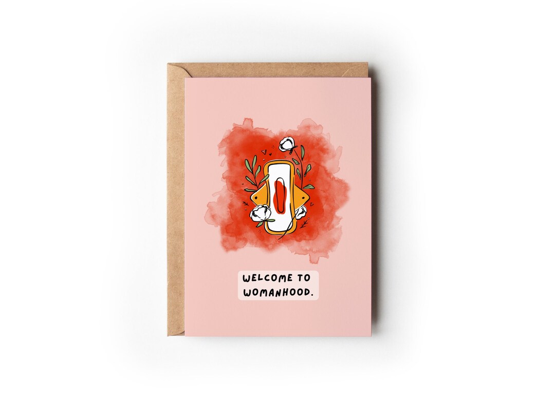 First Period Card| Welcome to Womanhood Celebration | Menstruation ...