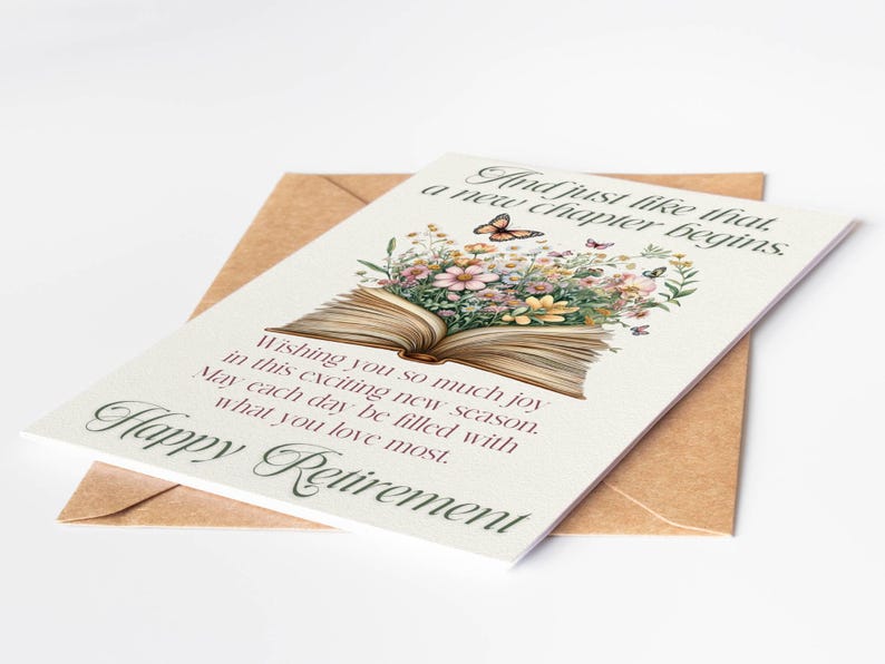 Elegant Retirement Card for Her | New Chapter 5x7 Card| Sentimental ...