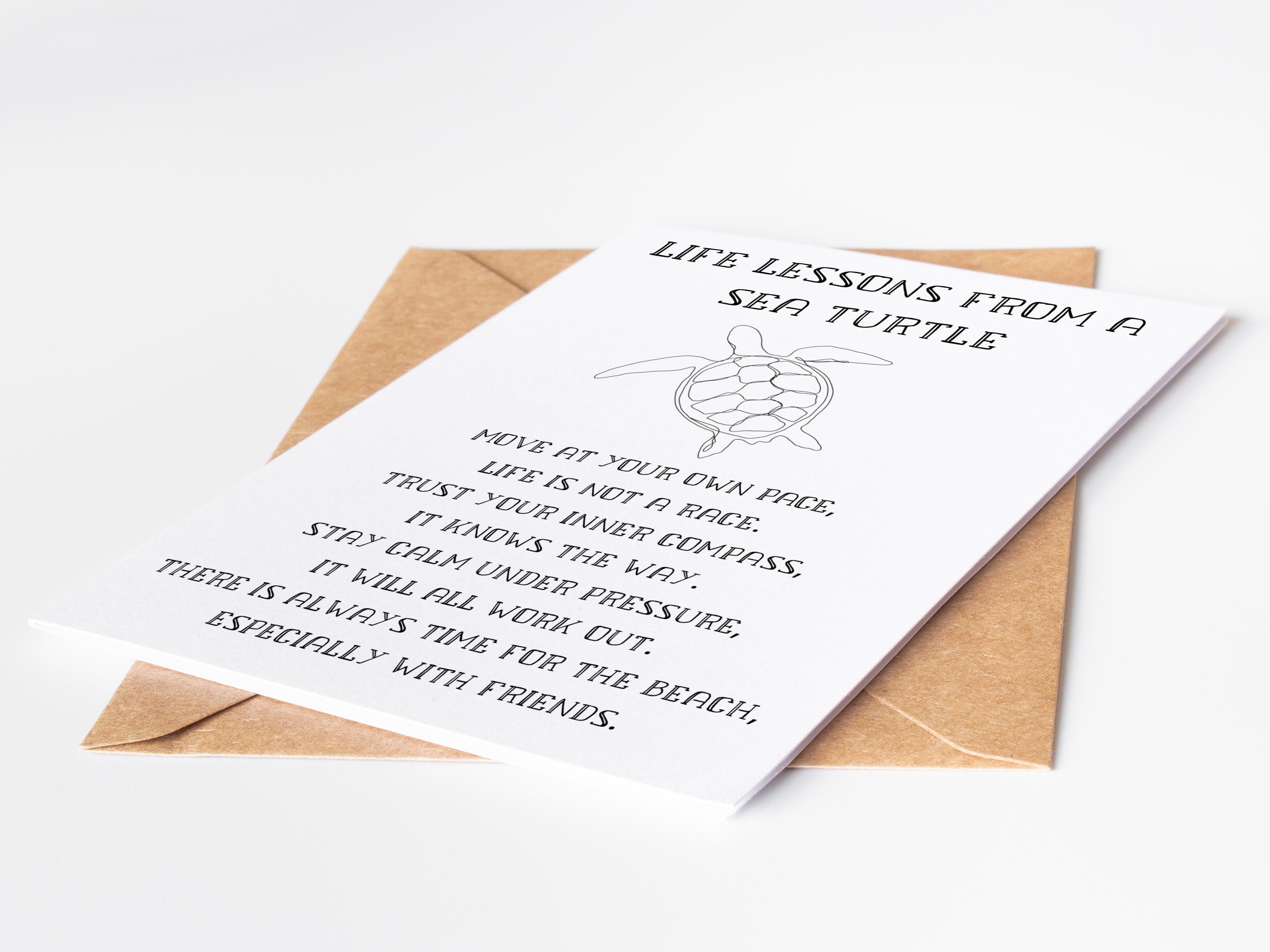 SEA TURTLE Card | Life Lessons From a Sea Turtle | Sea Turtle Gift ...