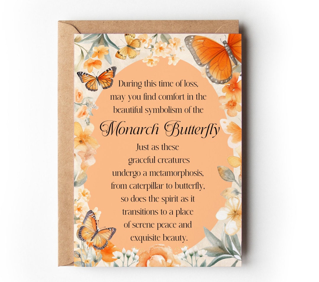 Monarch Butterfly Symbolism Sympathy and Loss Card, Bereavement, Loss ...