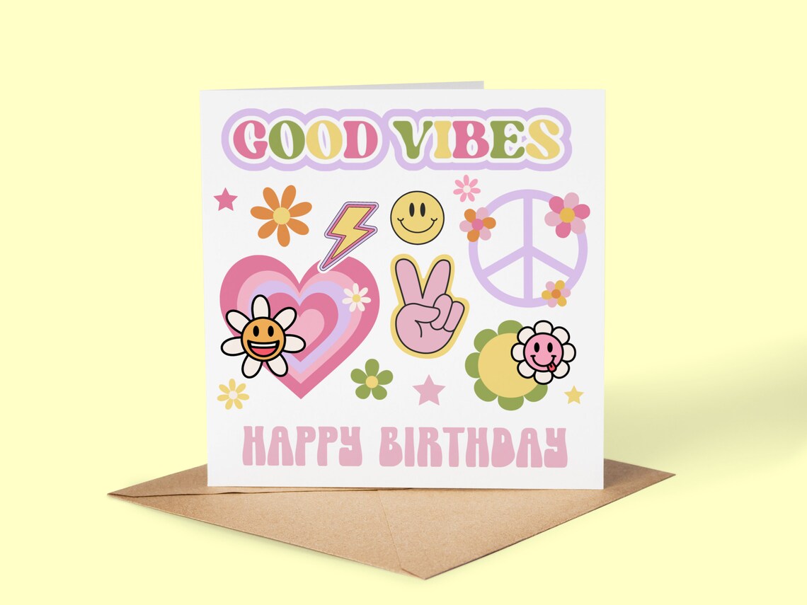 PRINTABLE Cute Retro Groovy Birthday Card | Instant Download | Good ...