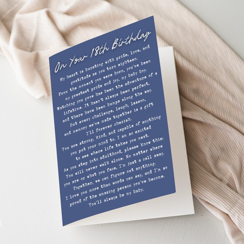 18th Birthday Card FOR SON, Eighteen Bday Card, 18th Birthday Gift for ...