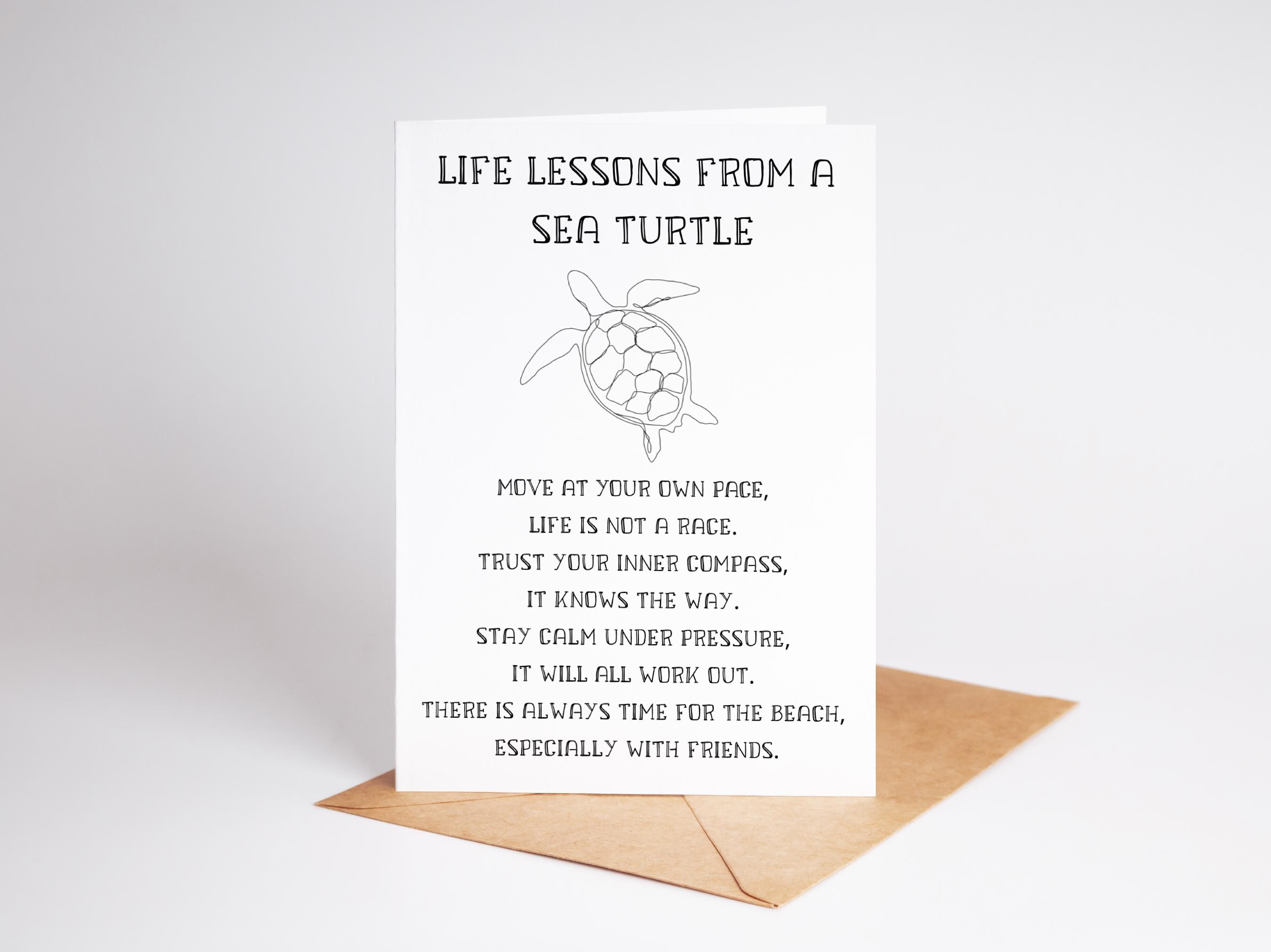 SEA TURTLE Card Life Lessons From a Sea Turtle Sea Turtle Gift Turtle ...
