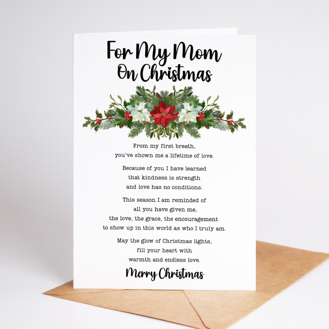 Mom Christmas Card | for My Mom on Christmas | LARGE 5x7 Sentimental ...