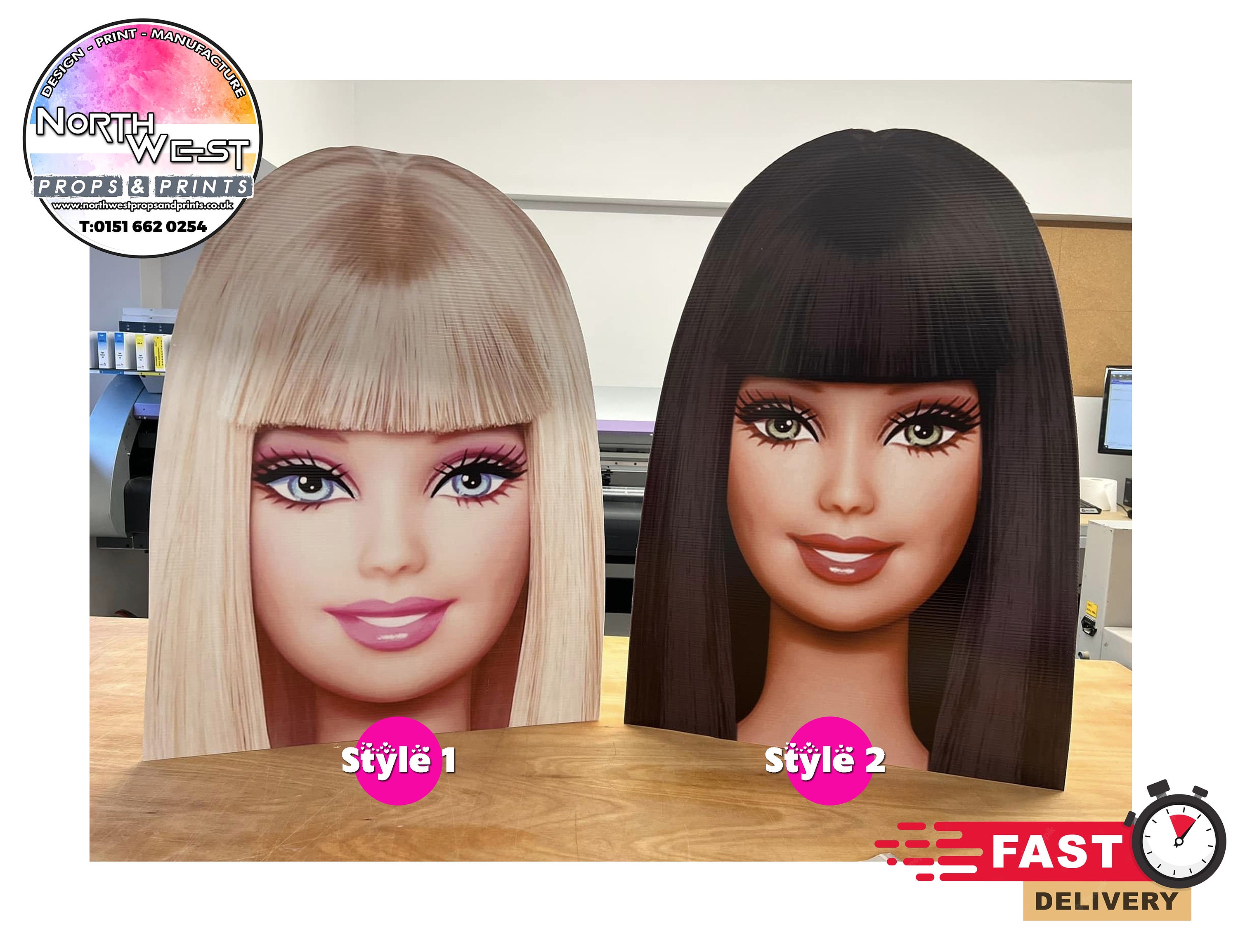 Barbie Doll Head Giant Cut Out Free Standing Party Prop Decoration ...