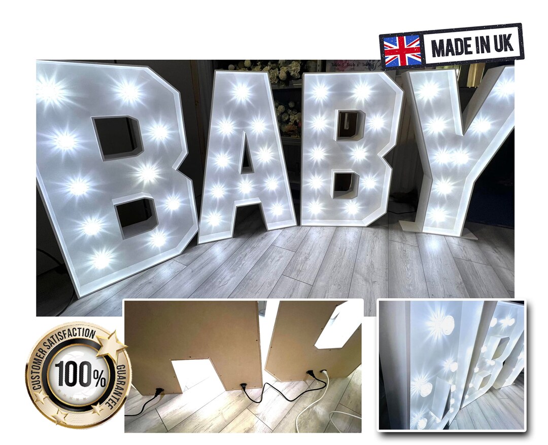 4ft Tall Light Up, LED, Big, Giant Wooden BABY Letters - Baby Shower ...
