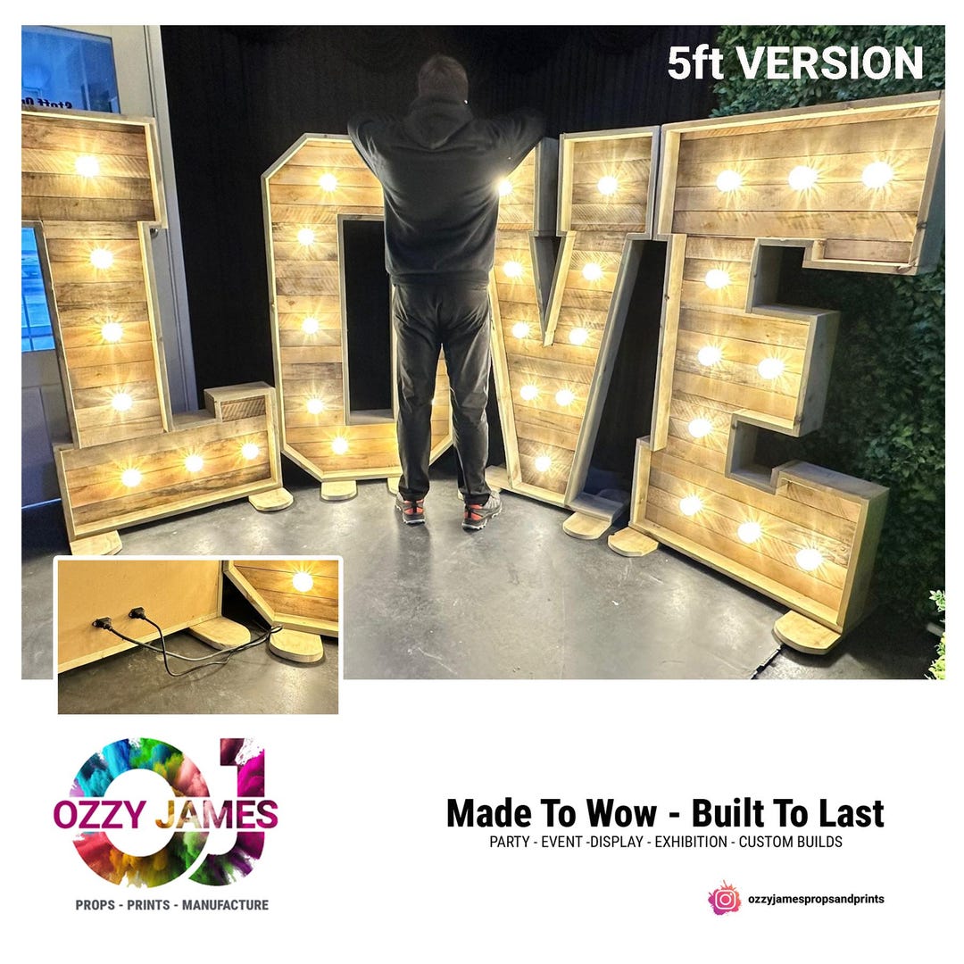 Rustic Reclaimed Wood LOVE Letters, LED Marquee Sign, 4ft or 5ft - Etsy UK