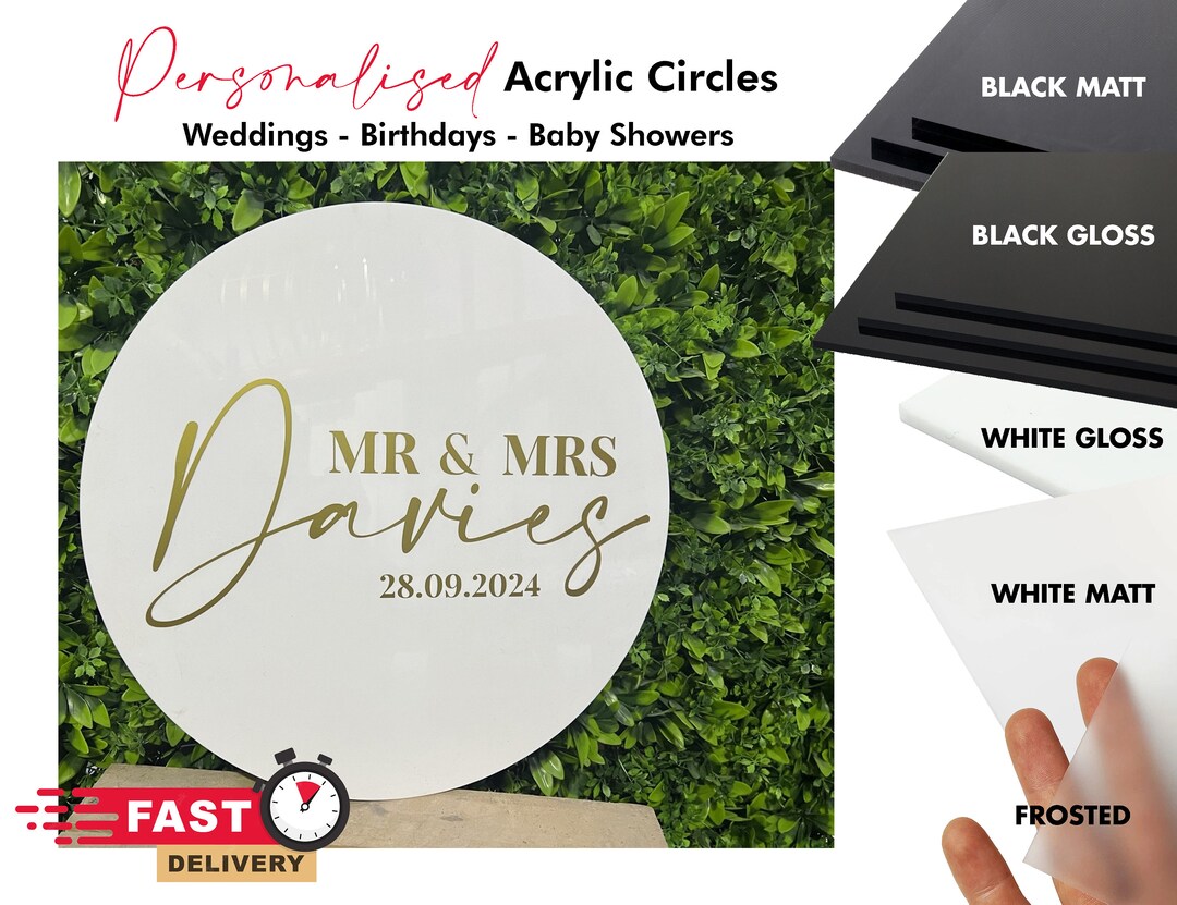 Custom Lettering Wording Acrylic Round Circle Sign Wedding Event ...
