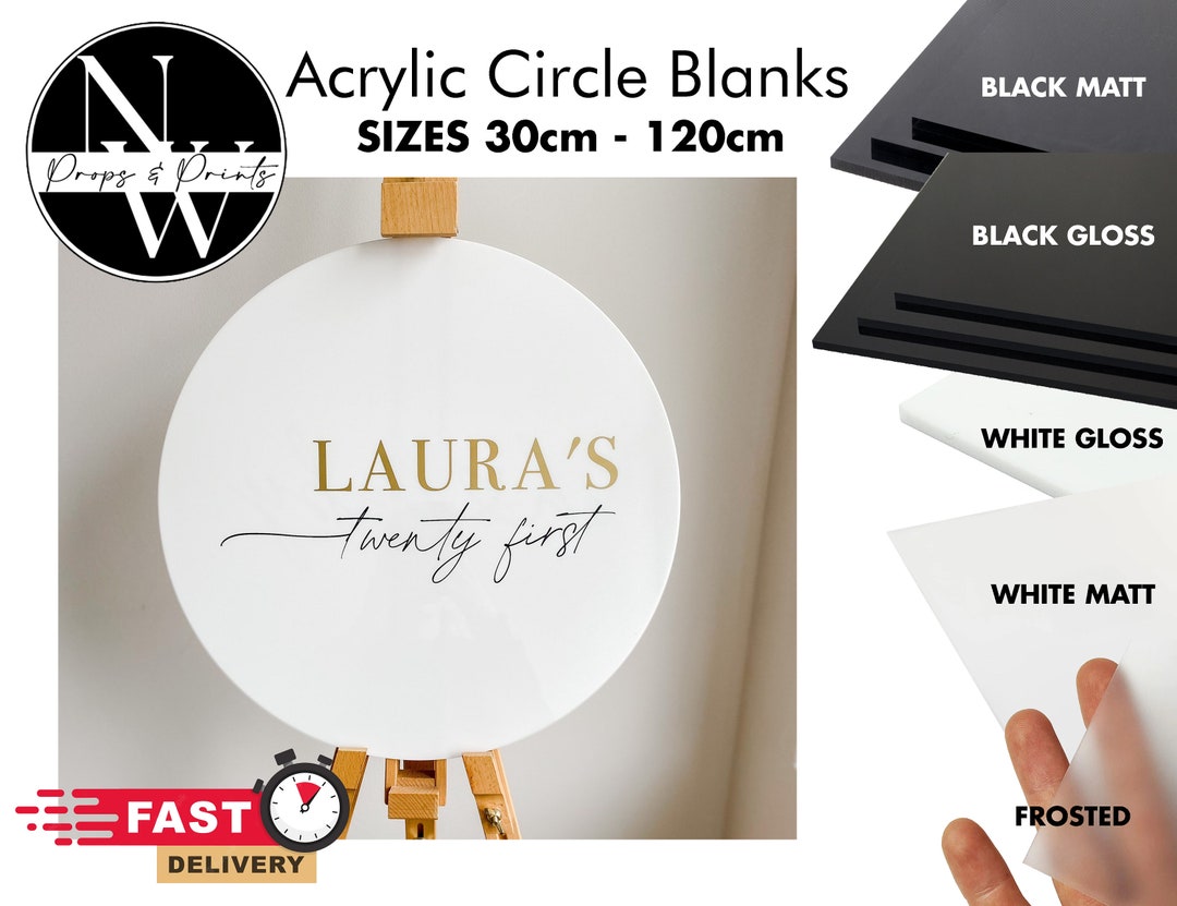 Acrylic Circle Disc Sign 30cm, 45cm, 60cm, 80cm, 90cm, 120cm Wedding ...