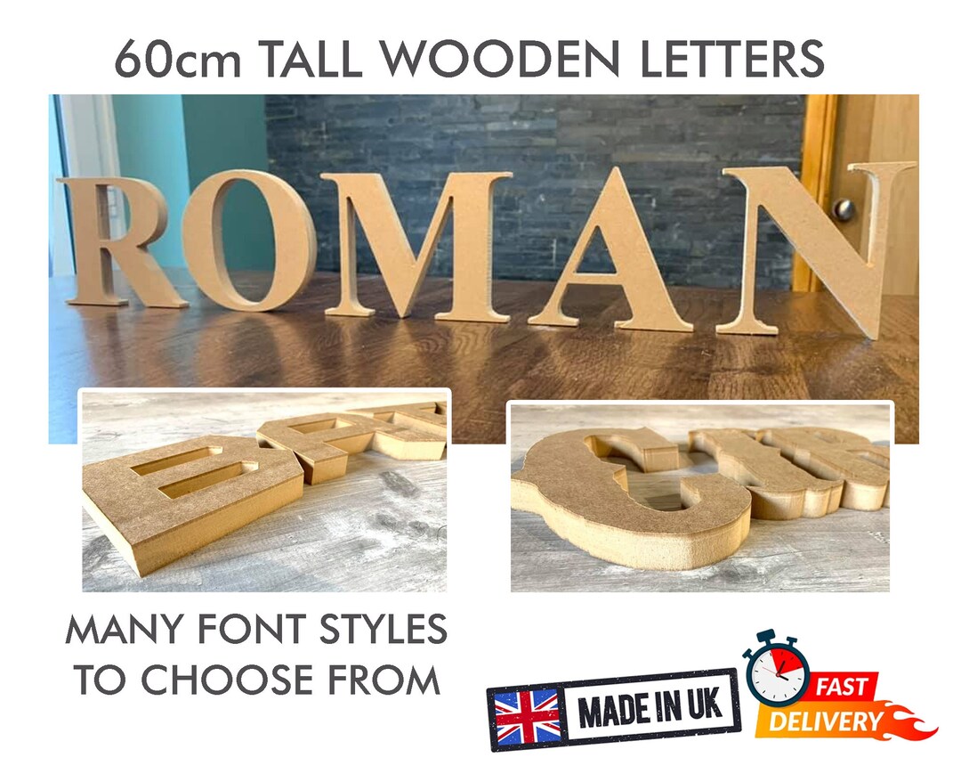 60cm Wooden Name Letters, Sign, Nursery, Custom Name, MDF Machine CNC ...