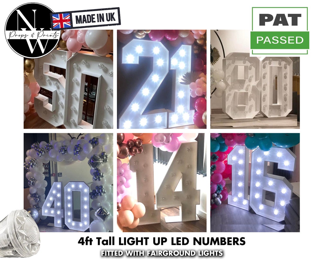 LED Numbers FULL SET of 10 4ft & 5ft Tall Light up Big Giant Birthday ...