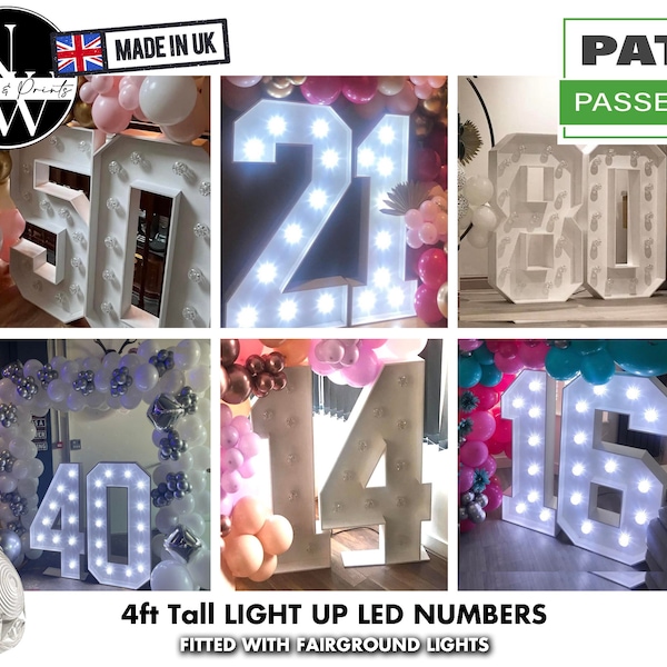 Light up Numbers 4ft - Etsy UK