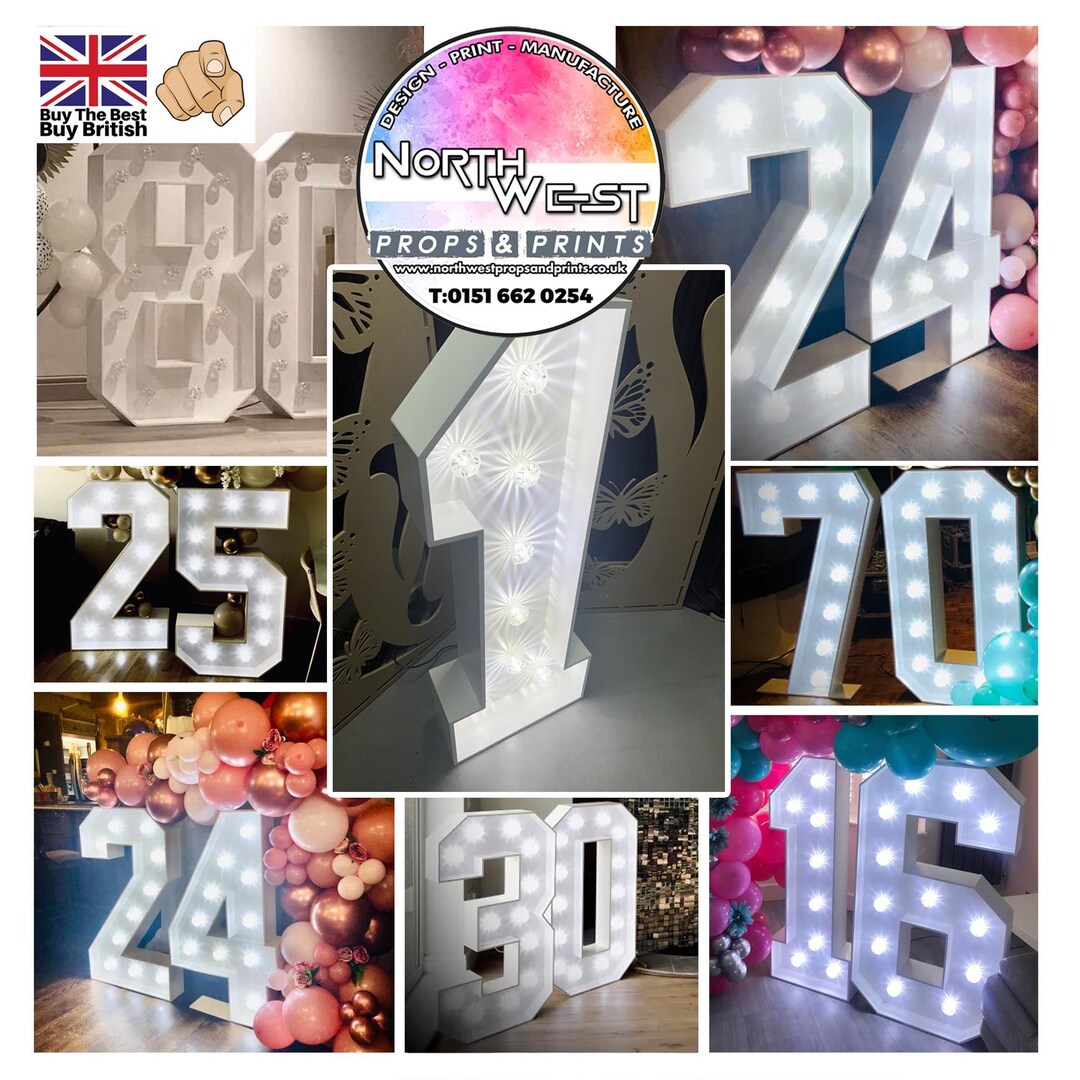 Choose ANY 2 Numbers - 4ft Tall Light Up, LED, Big, Giant Birthday ...