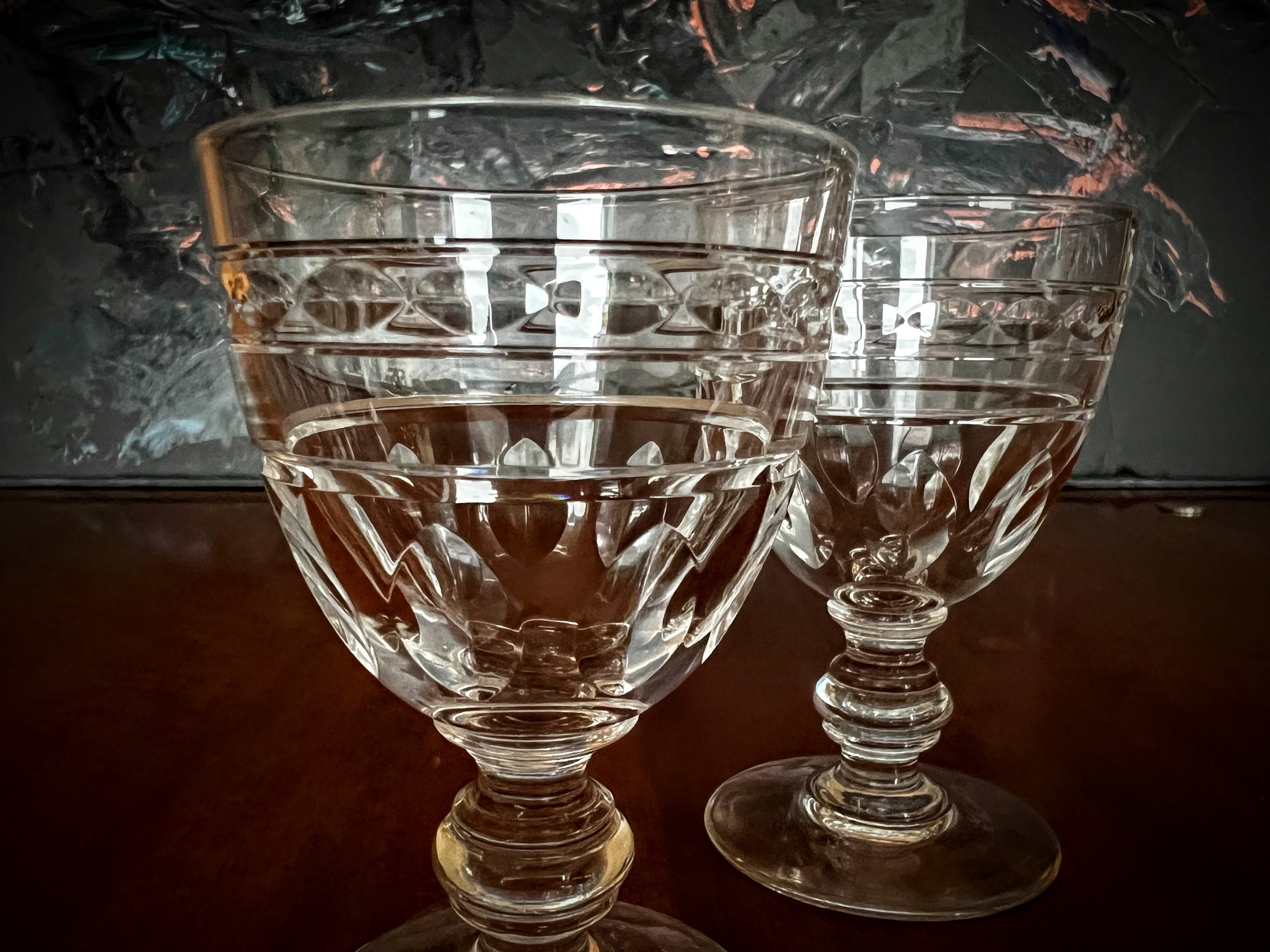 Cut Crystal Aperitif Glasses, Bamboo Stem, Set of Two - Etsy Canada