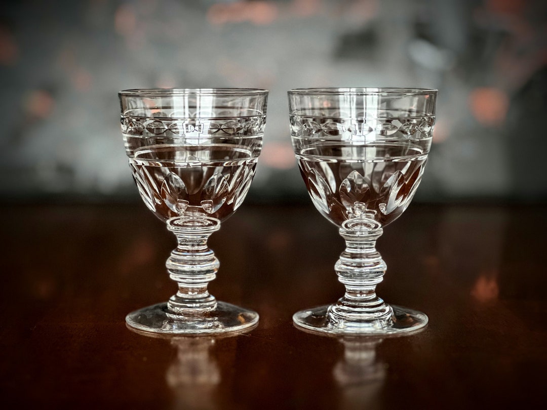 Cut Crystal Aperitif Glasses, Bamboo Stem, Set of Two - Etsy Canada