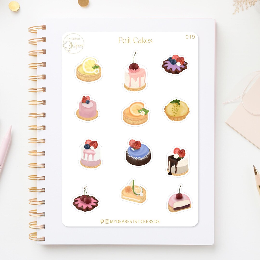 Sticker Sheet "petit Cake" - Sweet Pastries, Small Cakes as Paper ...
