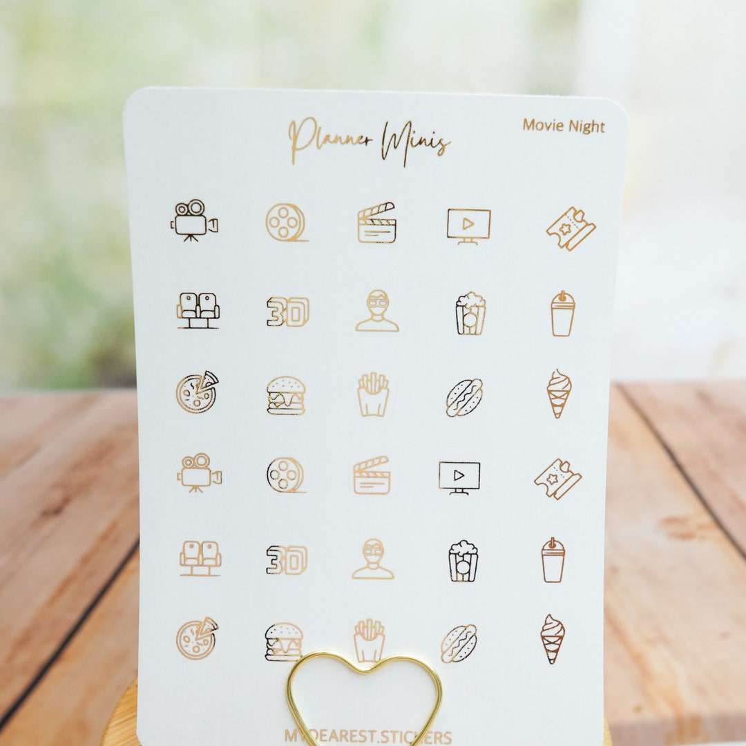 Planner Mini Sticker Gold Movie Night for Bujo Journaling - Etsy