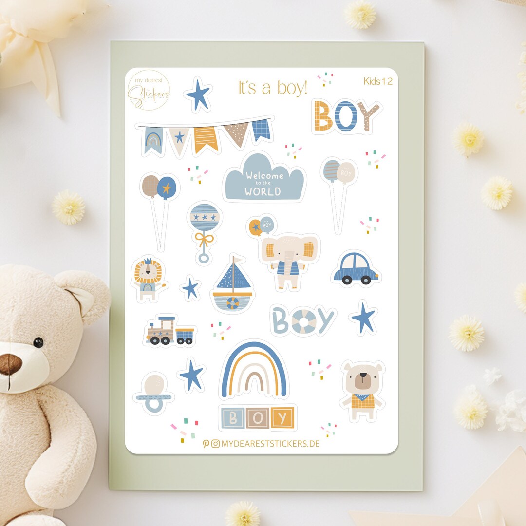 Blue Stickers "it's a Boy!" Boys Paper Sticker Motif as a Gift for the ...