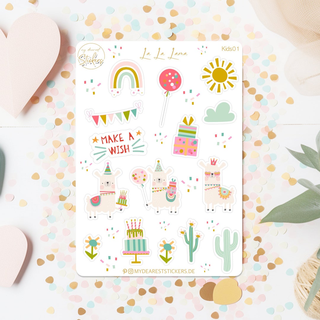 Stickersheet la La Lama Paper Sticker Birthday Party Small Gift Idea ...