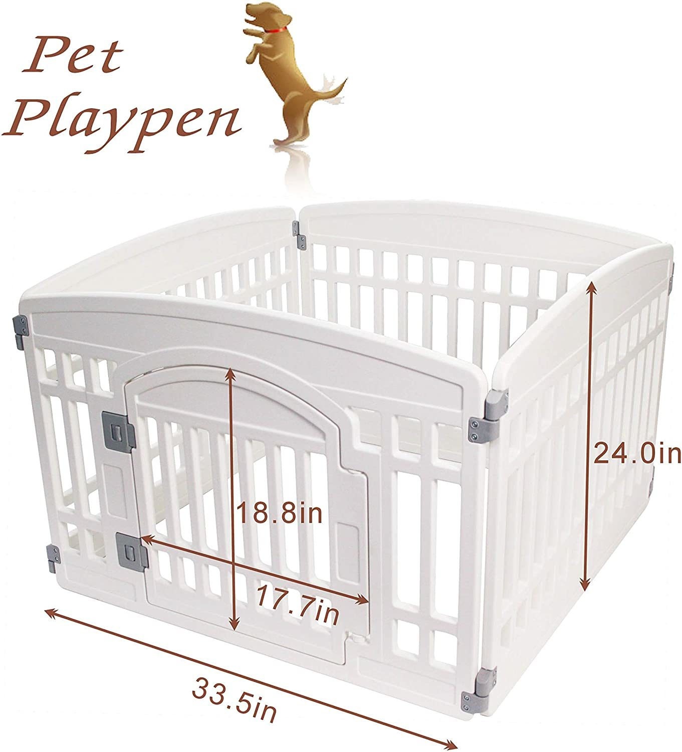 Plastic Dog Playpen, 4 Panels Pet Fence With Doors for Small Cats and ...